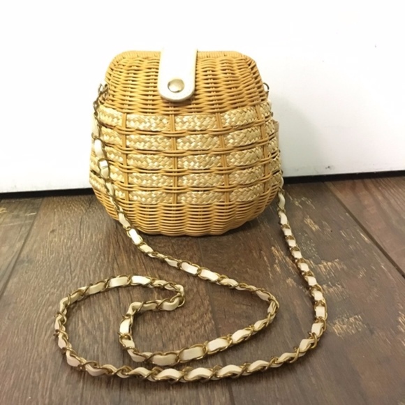 Bags | Rattan Braided Basketweave Crossbody Purse | Poshmark